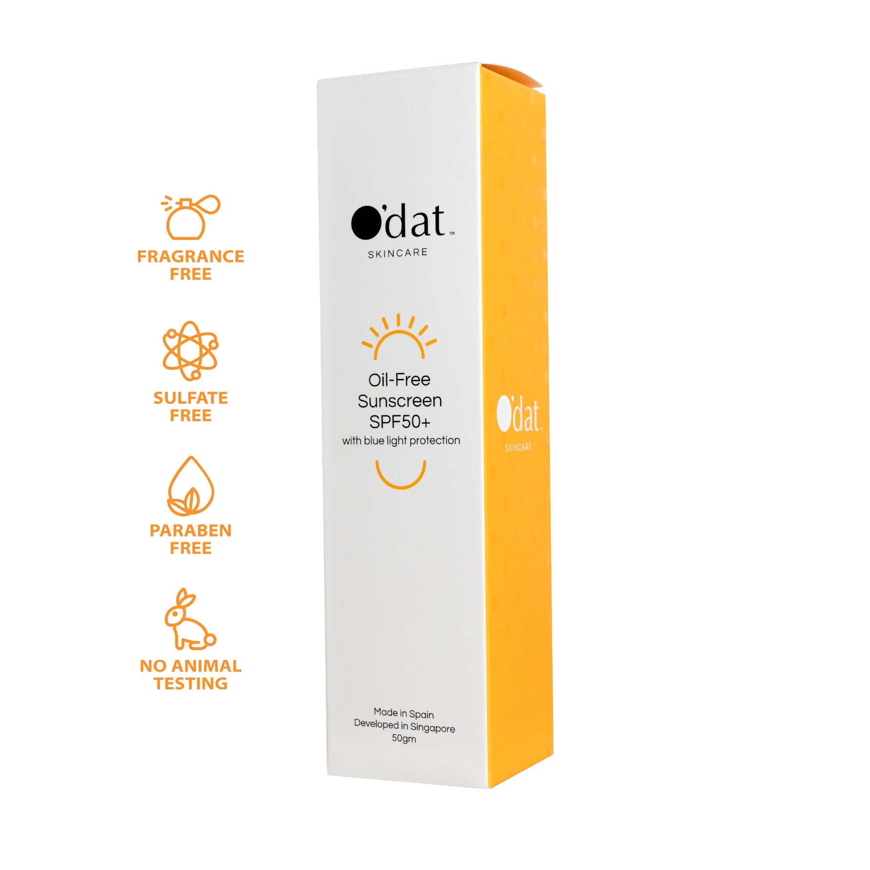 Oil-Free Sunscreen SPF50+ with Blue Light Protection – O’dat Skincare